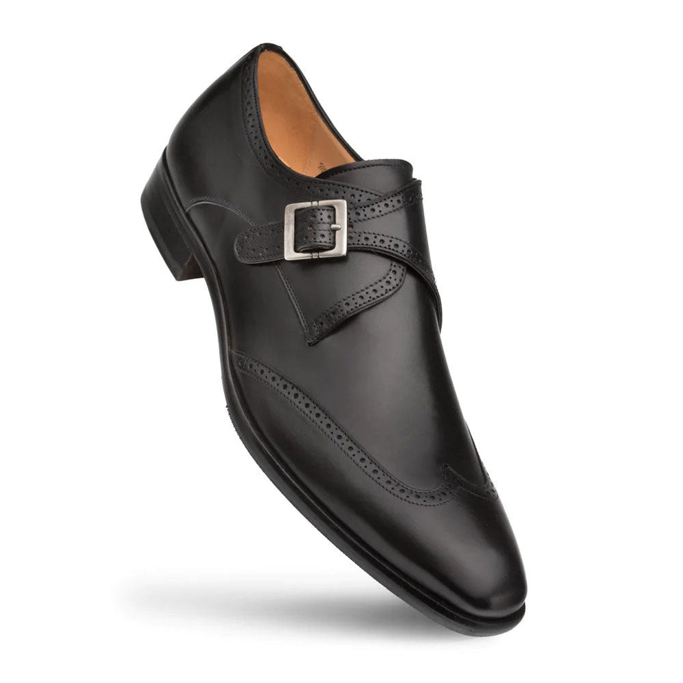 Mezlan Forest Wingtip Monkstrap Shoes Black (9268) — MensUSA