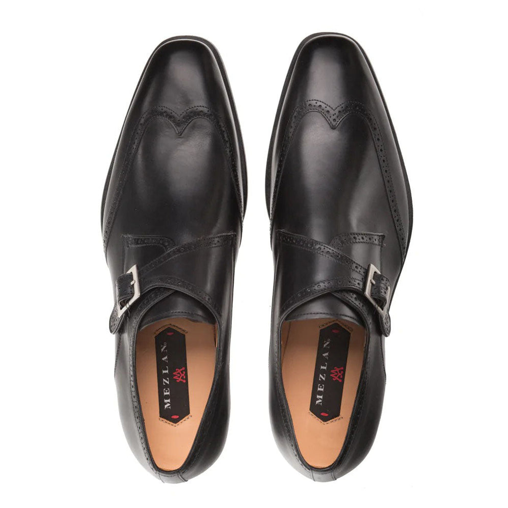Mezlan Forest Wingtip Monkstrap Shoes Black (9268) — MensUSA