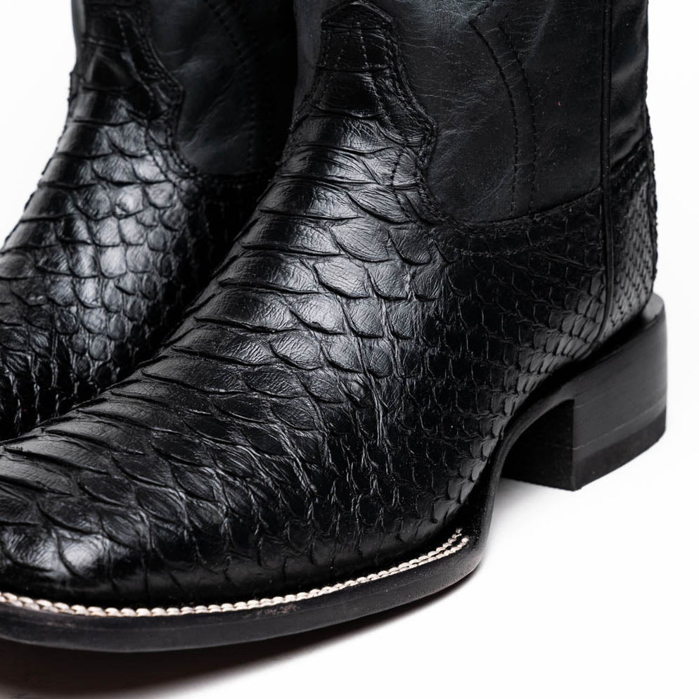 Marco Di Milano Missouri Black Python Square Toe Cowboy Boots — MensUSA