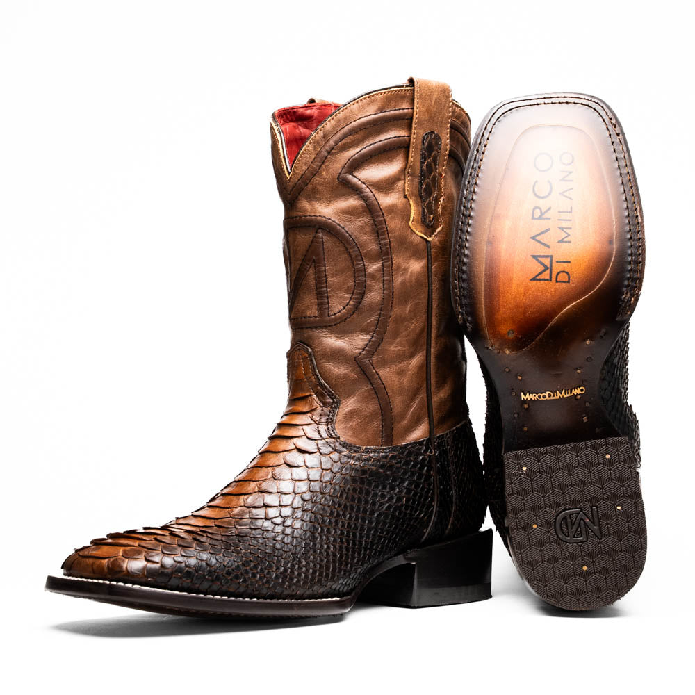 Marco Di Milano Missouri Lisboa Python Square Toe Cowboy Boots — MensUSA