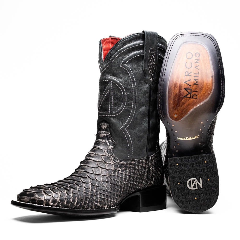 Marco Di Milano Missouri Stone White Python Square Toe Cowboy Boots ...
