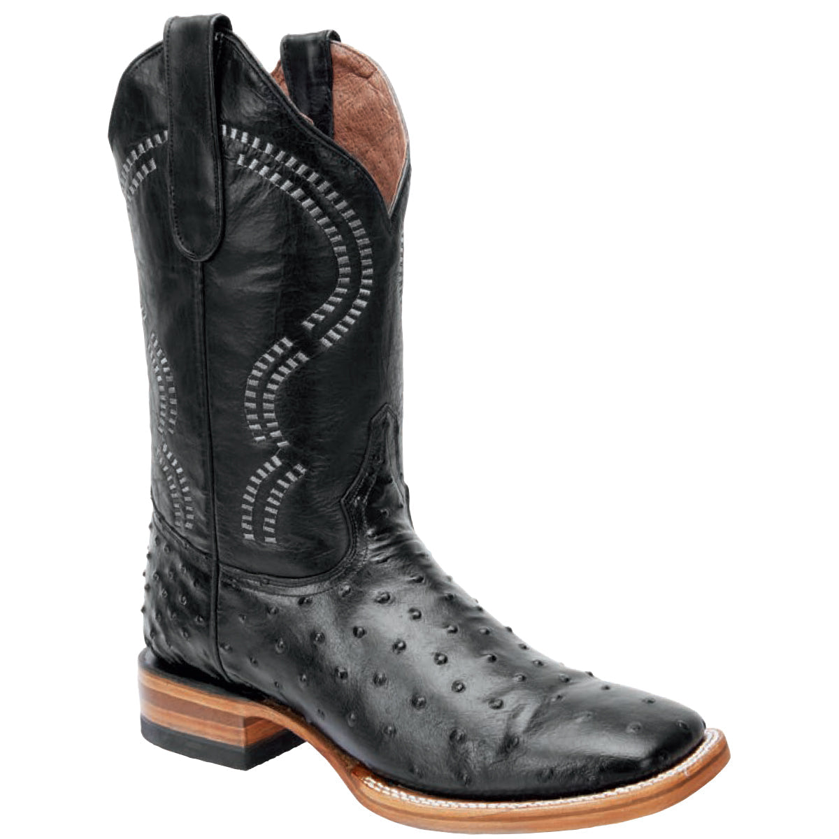 Black Ostrich Print Boots — MensUSA