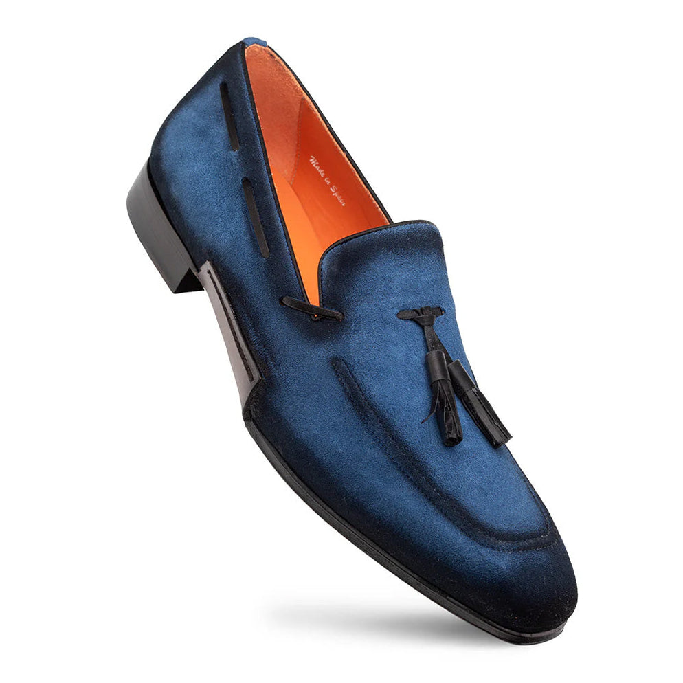 Mezlan Pavese Suede Tassled Slip On Cobalt (21310) — MensUSA