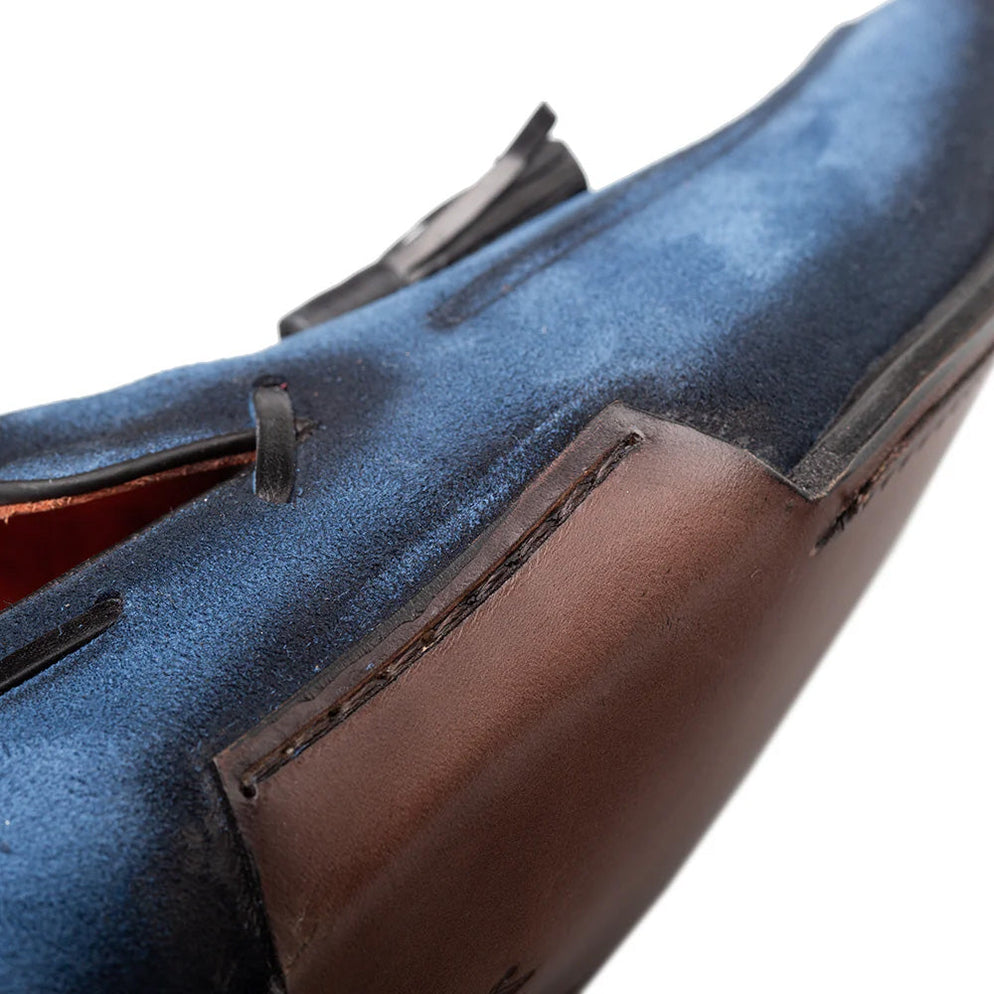 Mezlan Pavese Suede Tassled Slip On Cobalt (21310) — MensUSA