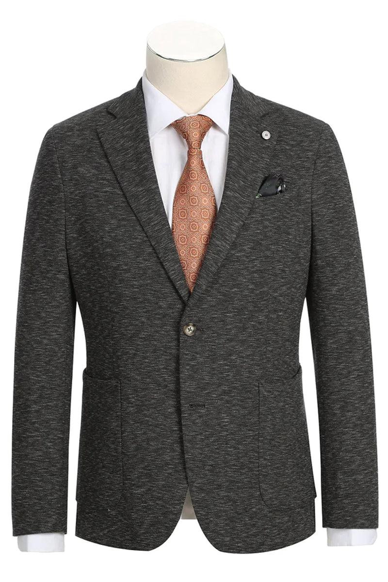 "Elegant Charcoal Grey Blazer for Prom and Wedding: Half Canvas, Patch ...