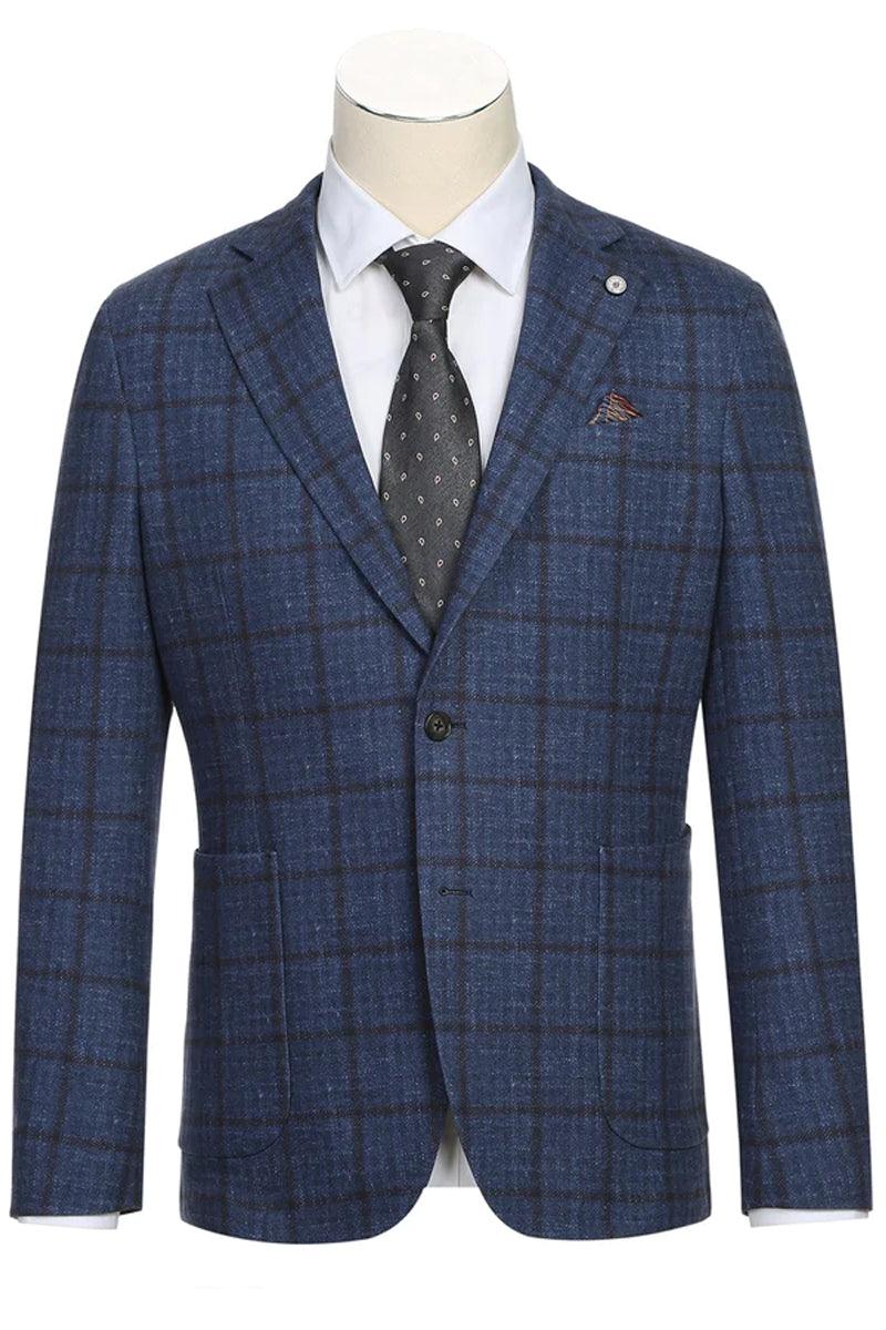 "Navy Windowpane Plaid Blazer: Elevate Your Prom and Wedding Style ...