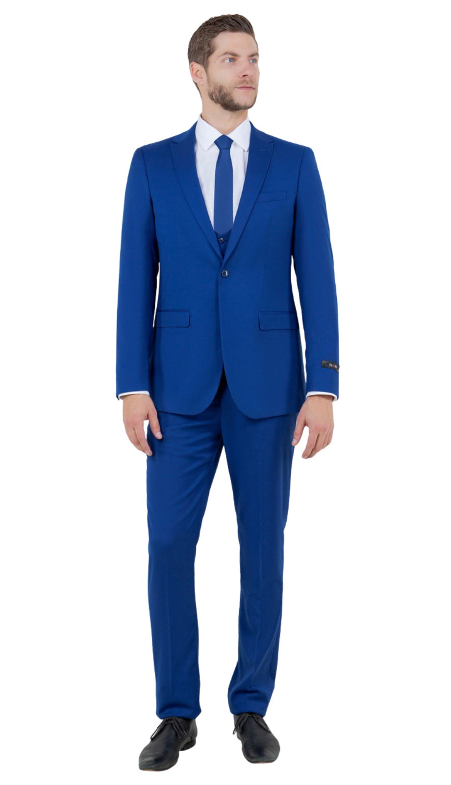 Stretch Fabric 4 Way Slim Fitted Mens Suit in Color Indigo Peak Lapel ...