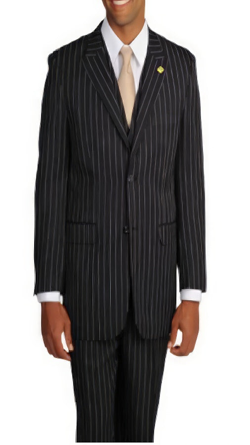 Mens Three Piece Suit - Vested Suit Men'S Black/White Stripe 3-Piece S ...
