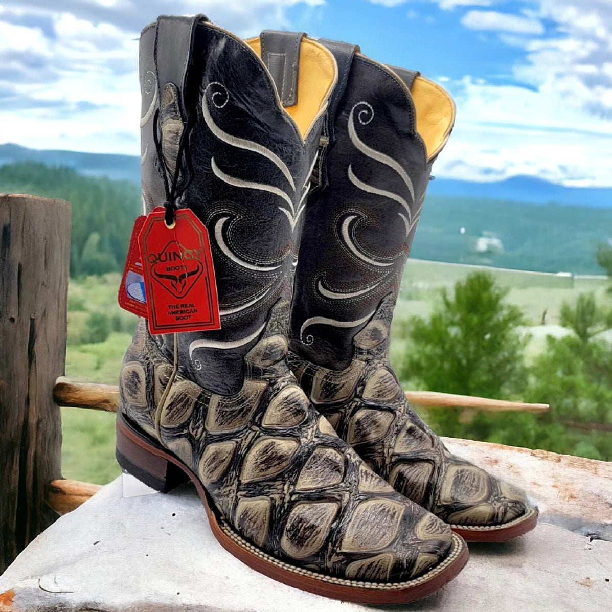 African Fish Print Cowboy Boots — MensUSA