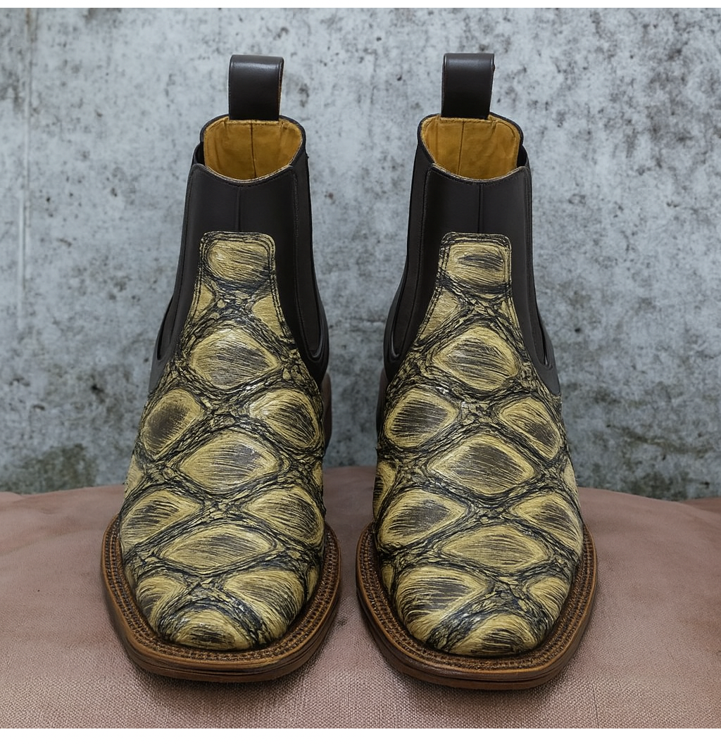 Pirarucu Print Short Cowboy Boots — MensUSA