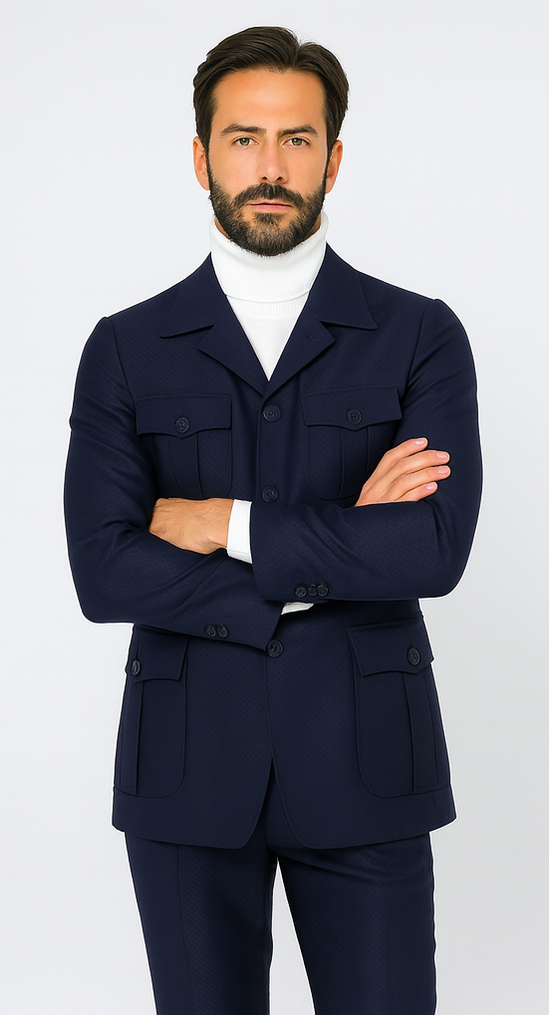 Rossi Man DUKE RM1768 Slim Fit 3-Piece Navy Suit – Modern Formalwear f ...