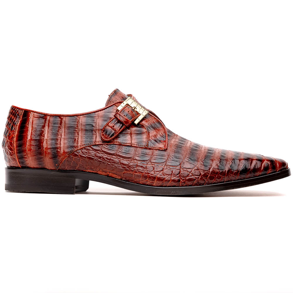 Marco Di Milano Rovigo Cognac Exotic Crocodile Skin Single Monk-strap ...