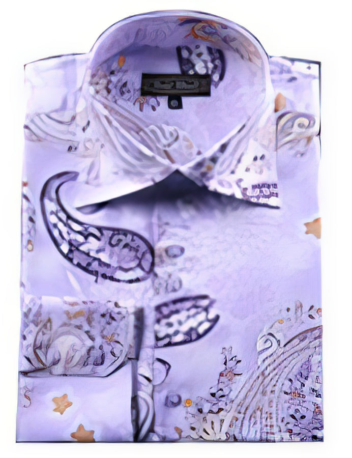Men'S Fancy Shirts Purple (100% Polyester) Flashy Shiny Satin Silky To ...