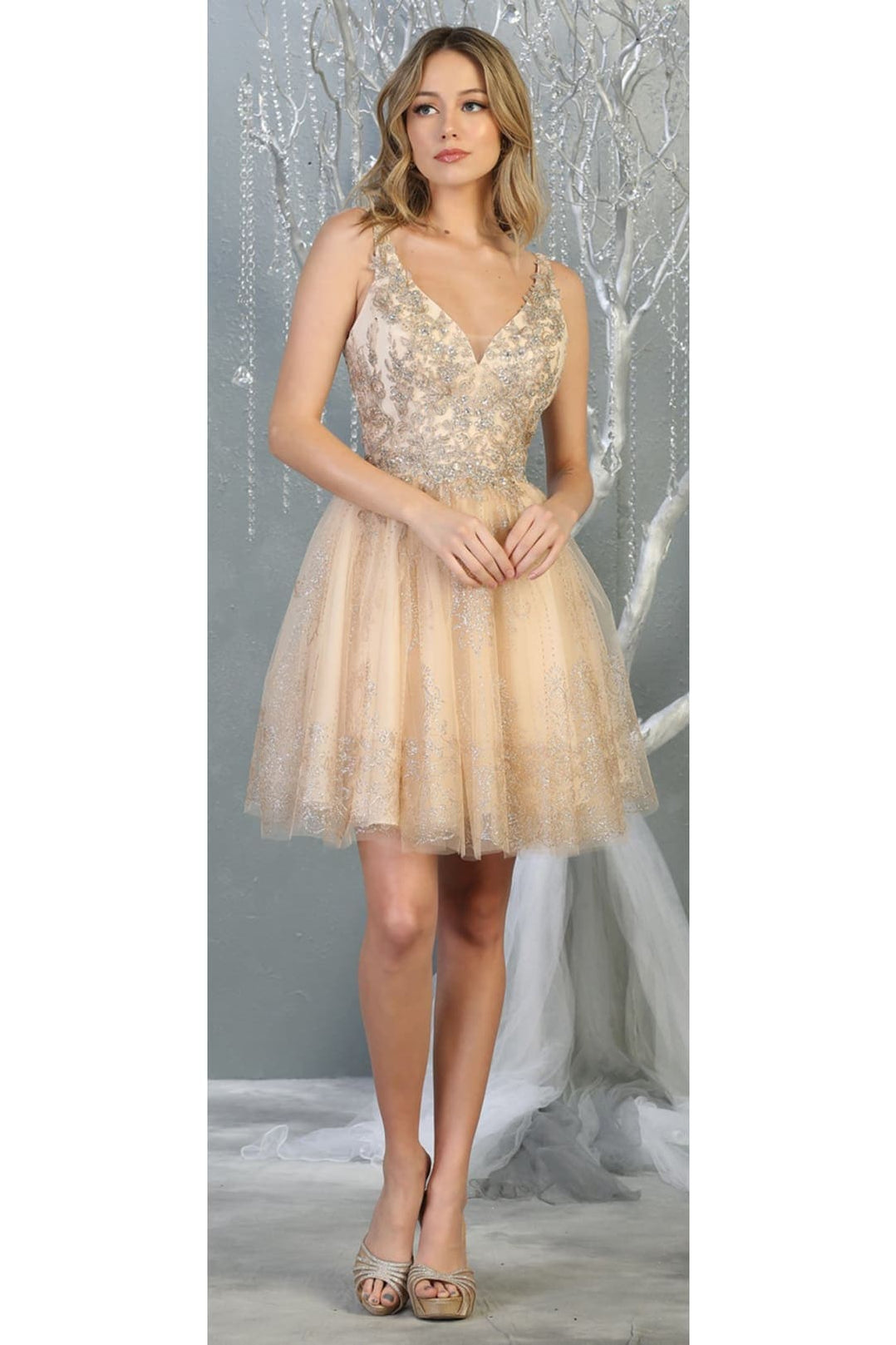 Quince Dama Dresses - Short Quinceanera Dresses in Color Champagne ...