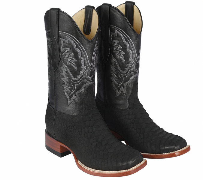 Suede Black Python Cowboy Boots — MensUSA
