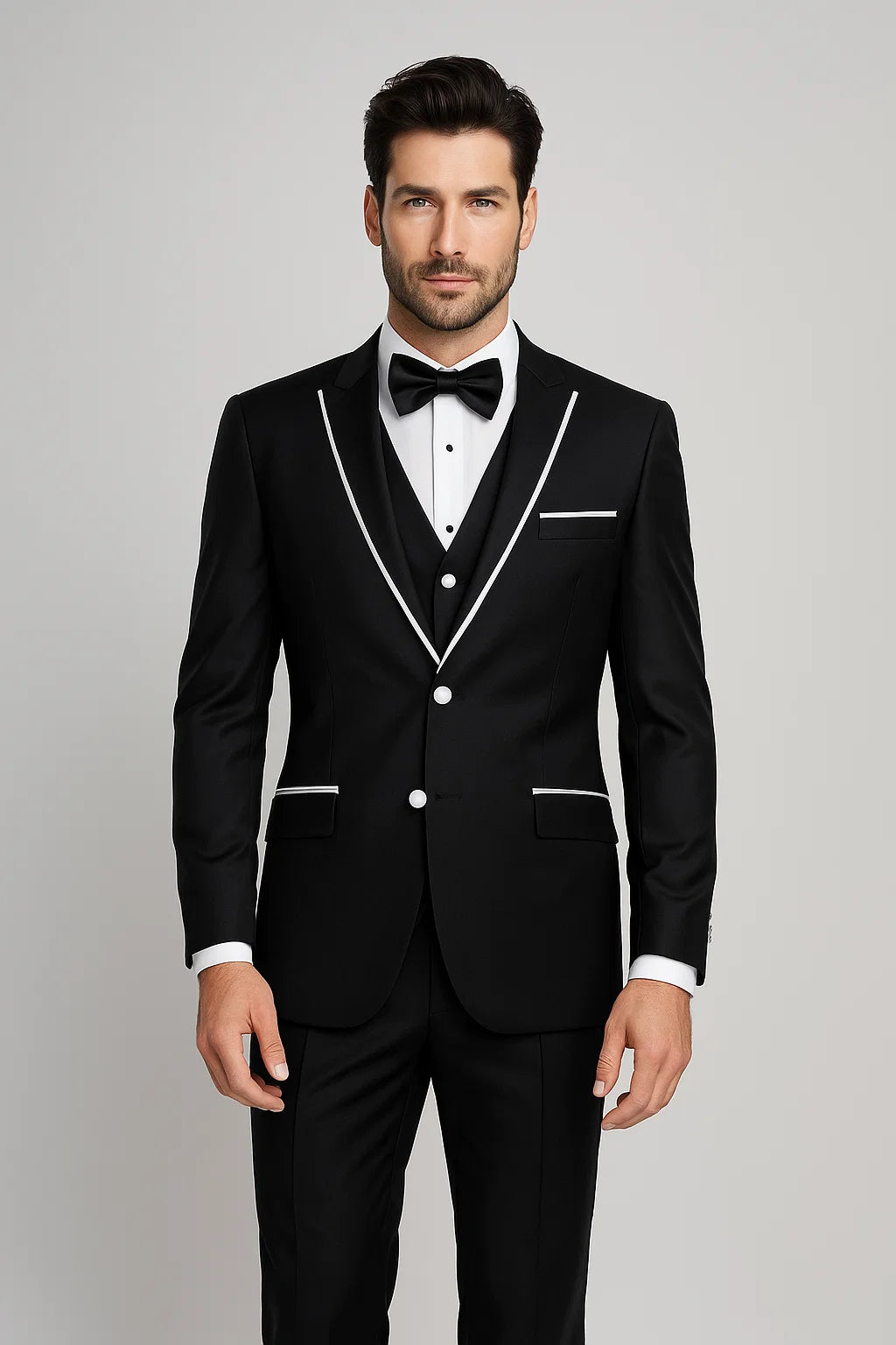 Men'S Designed Black Two Button Tuxedos — MensUSA