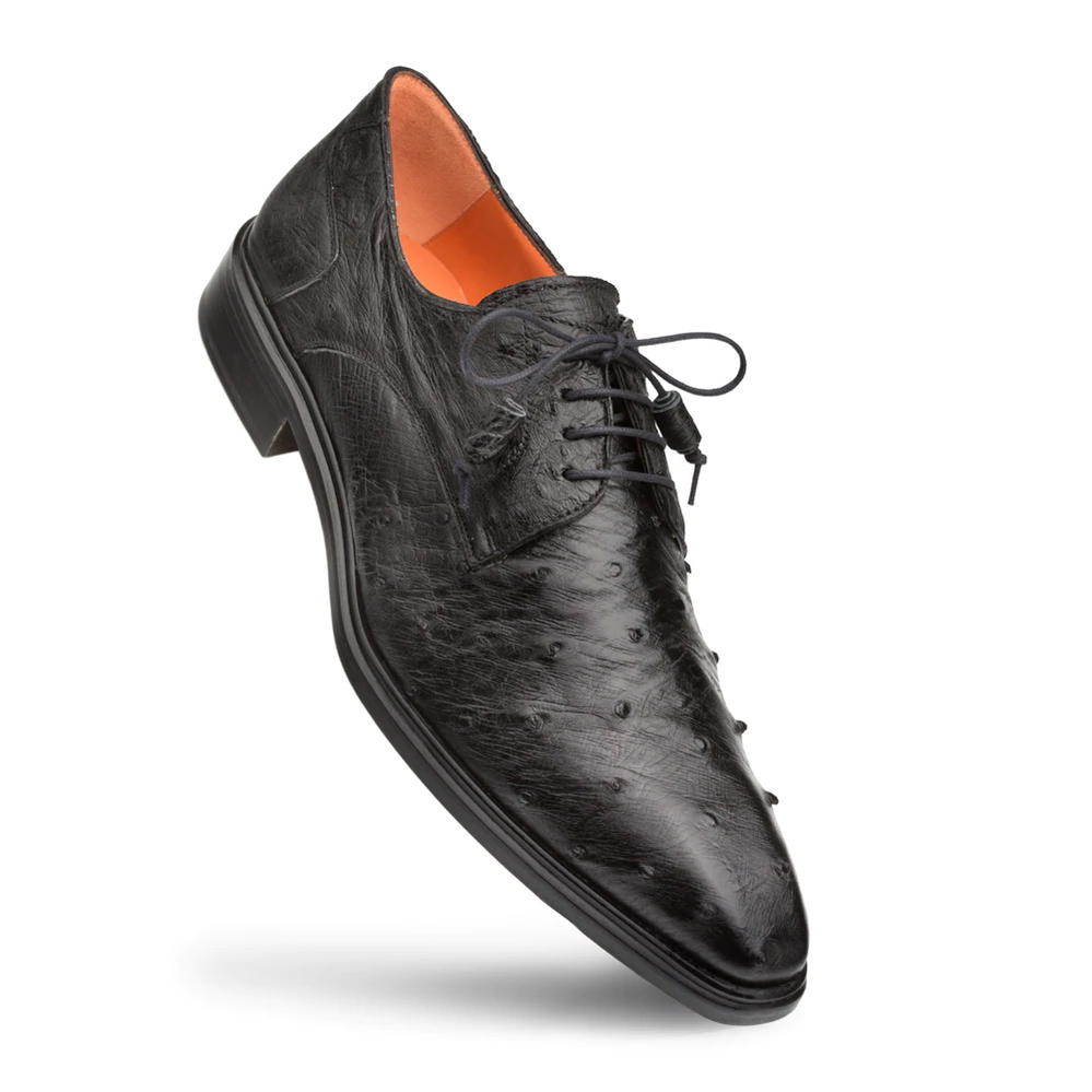 Mezlan Tillson Ostrich Plain Toe Blucher Black (4732-S) — MensUSA