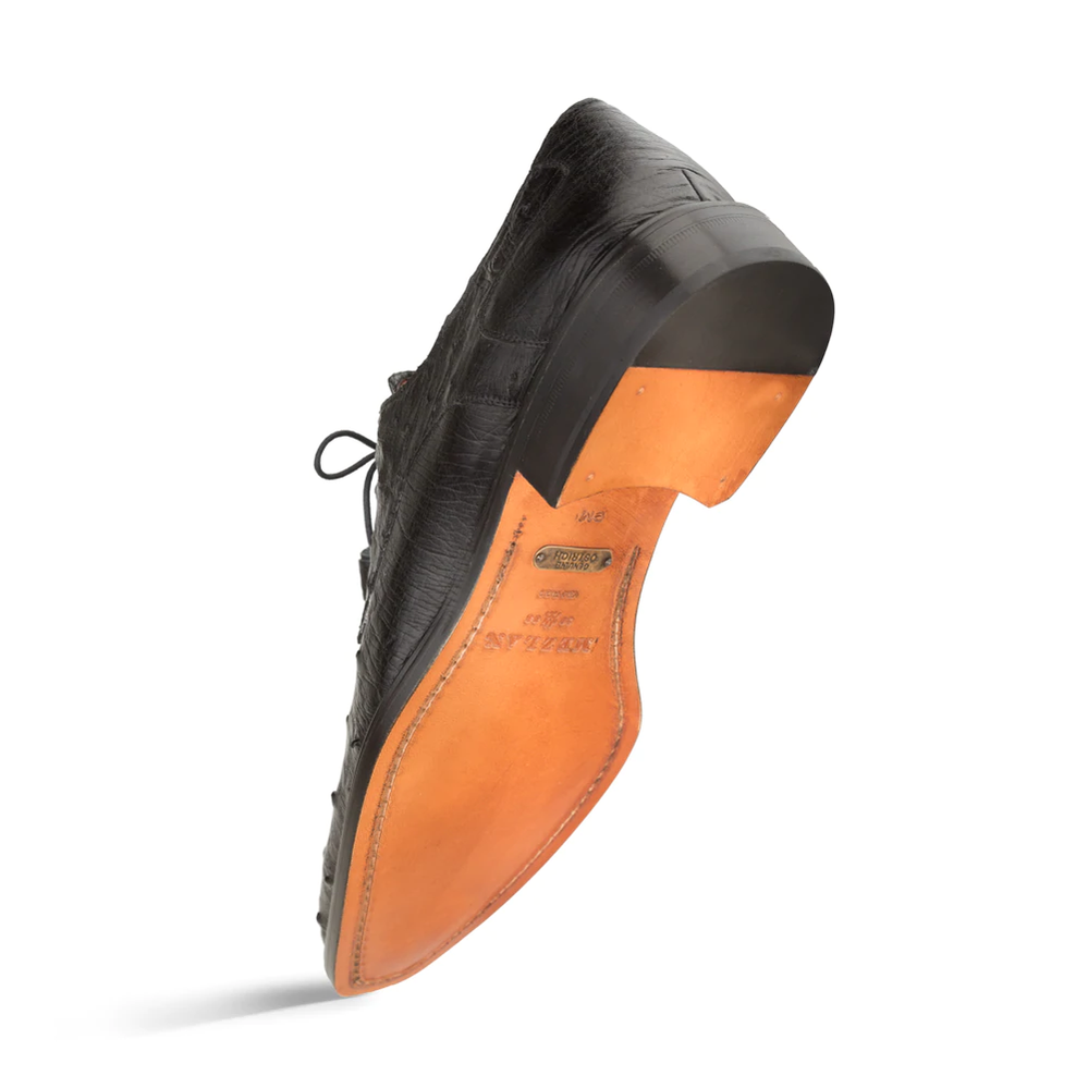 Mezlan Tillson Ostrich Plain Toe Blucher Black (4732-S) — MensUSA