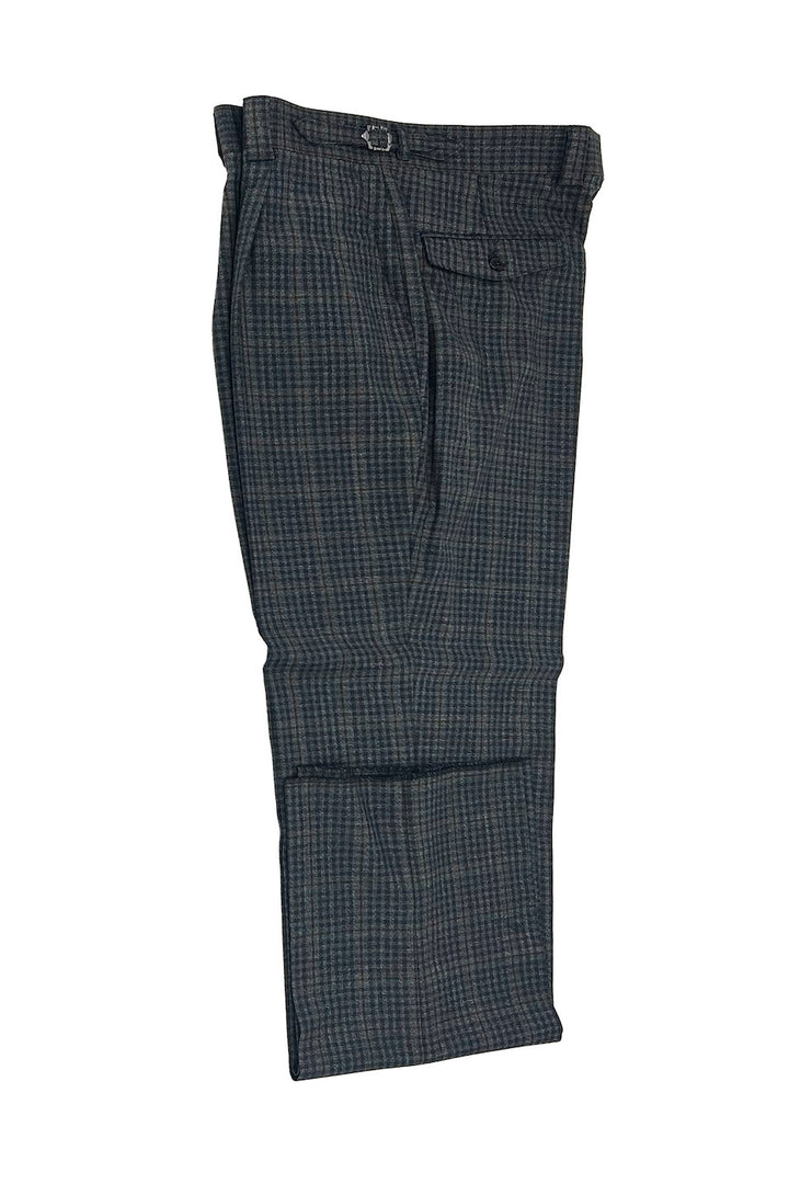 Tiglio Luxe Gray Mini Check with Taupe Windowpane Semi-Wide Leg Wool M ...