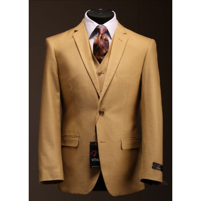 Vitali Yellow Slim Fit Vested Suit — MensUSA