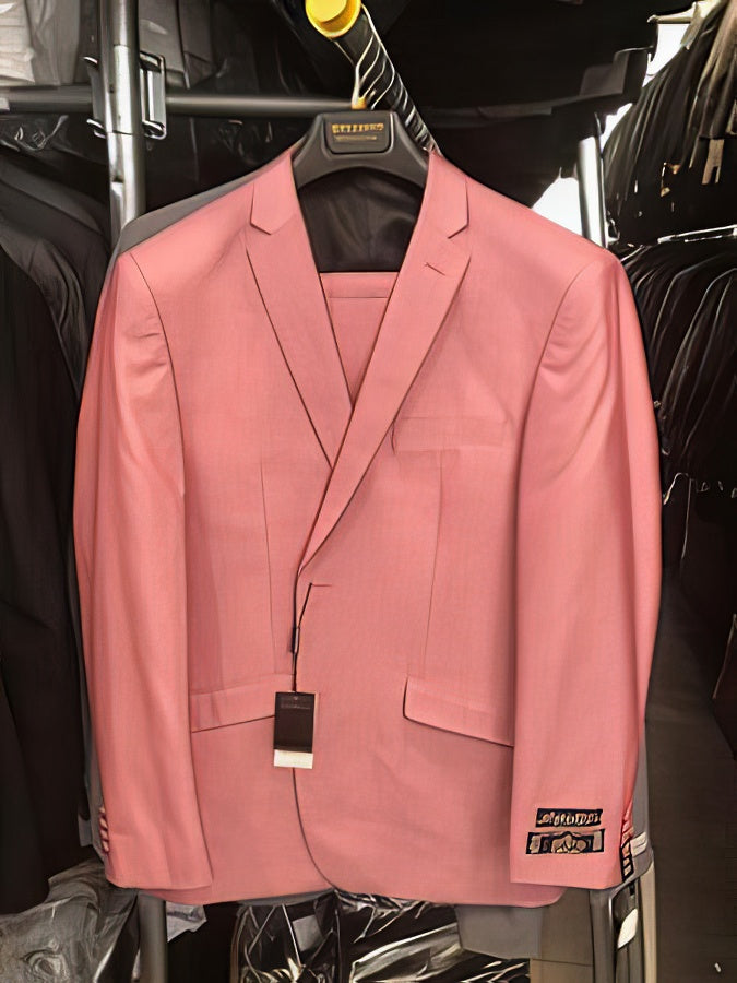 Men's 2 Button Flap Front pockets Vested Salmon ~ Coral color Suit ...