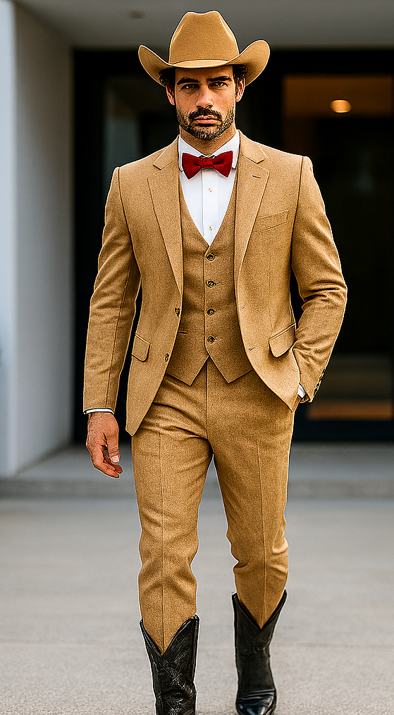 Tan Cowboy Wedding Suit — Available Now at MensUSA