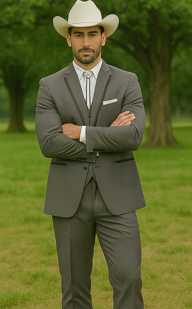Western Suits For Wedding - Western Tuxedo - Grey - Traje Para Hombre ...